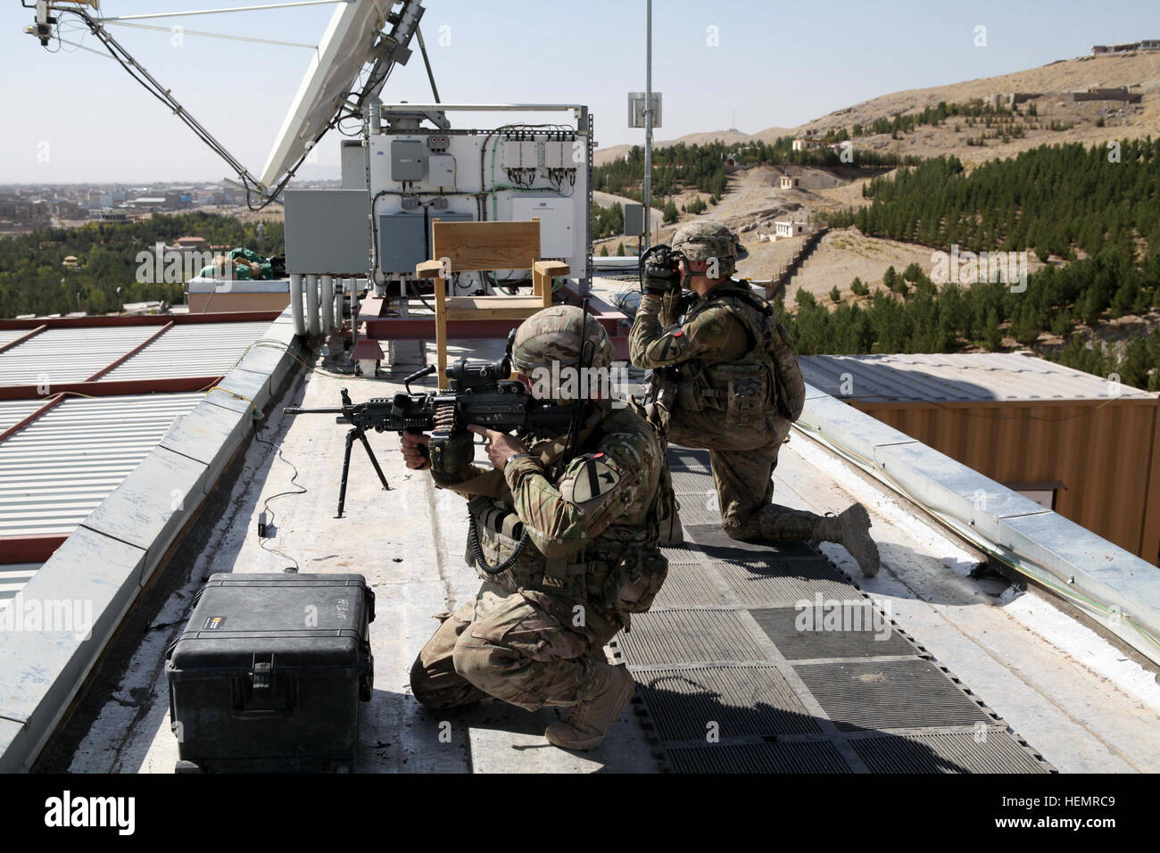 U.S. Army 1st Sgt. Sean Allison, left, and Pfc. Timothy Hoover with ...