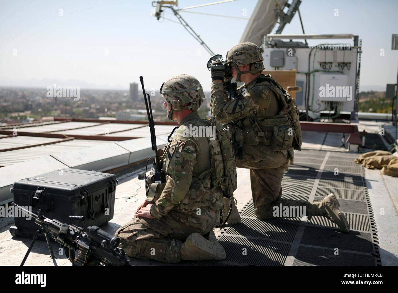 U.S. Army 1st Sgt. Sean Allison, left, and Pfc. Timothy Hoover with ...