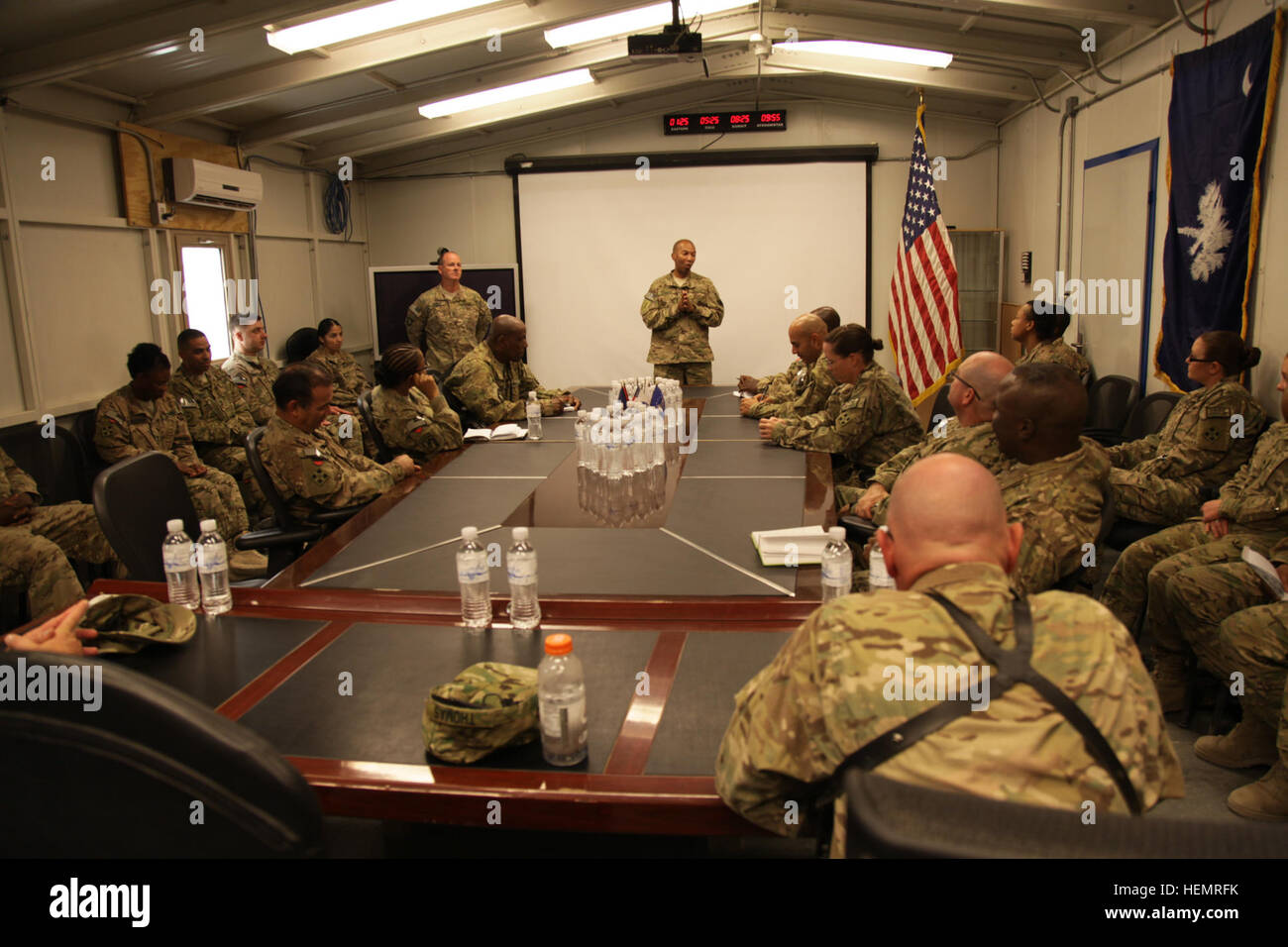 U.S. Army Reserve Command Sgt. Maj. Luther Thomas Jr. spends a little ...