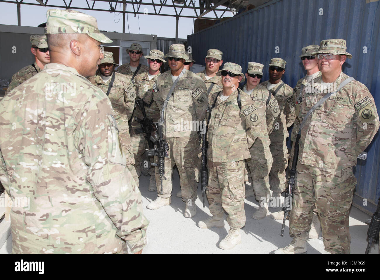 U.S. Army Reserve Command Sgt. Maj. Luther Thomas Jr. speaks with ...