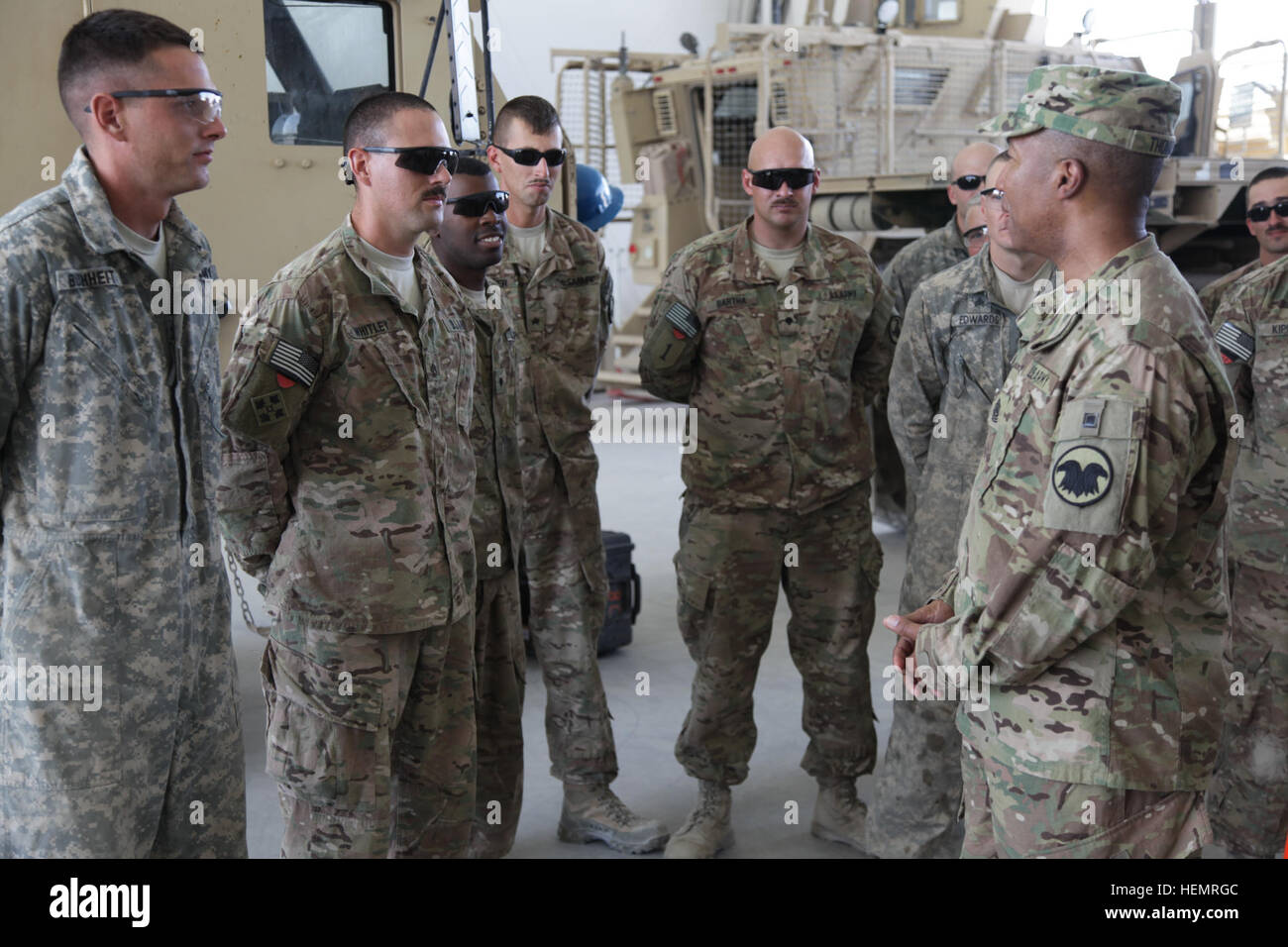 U.S. Army Reserve Command Sgt. Maj. Luther Thomas Jr. speaks with ...