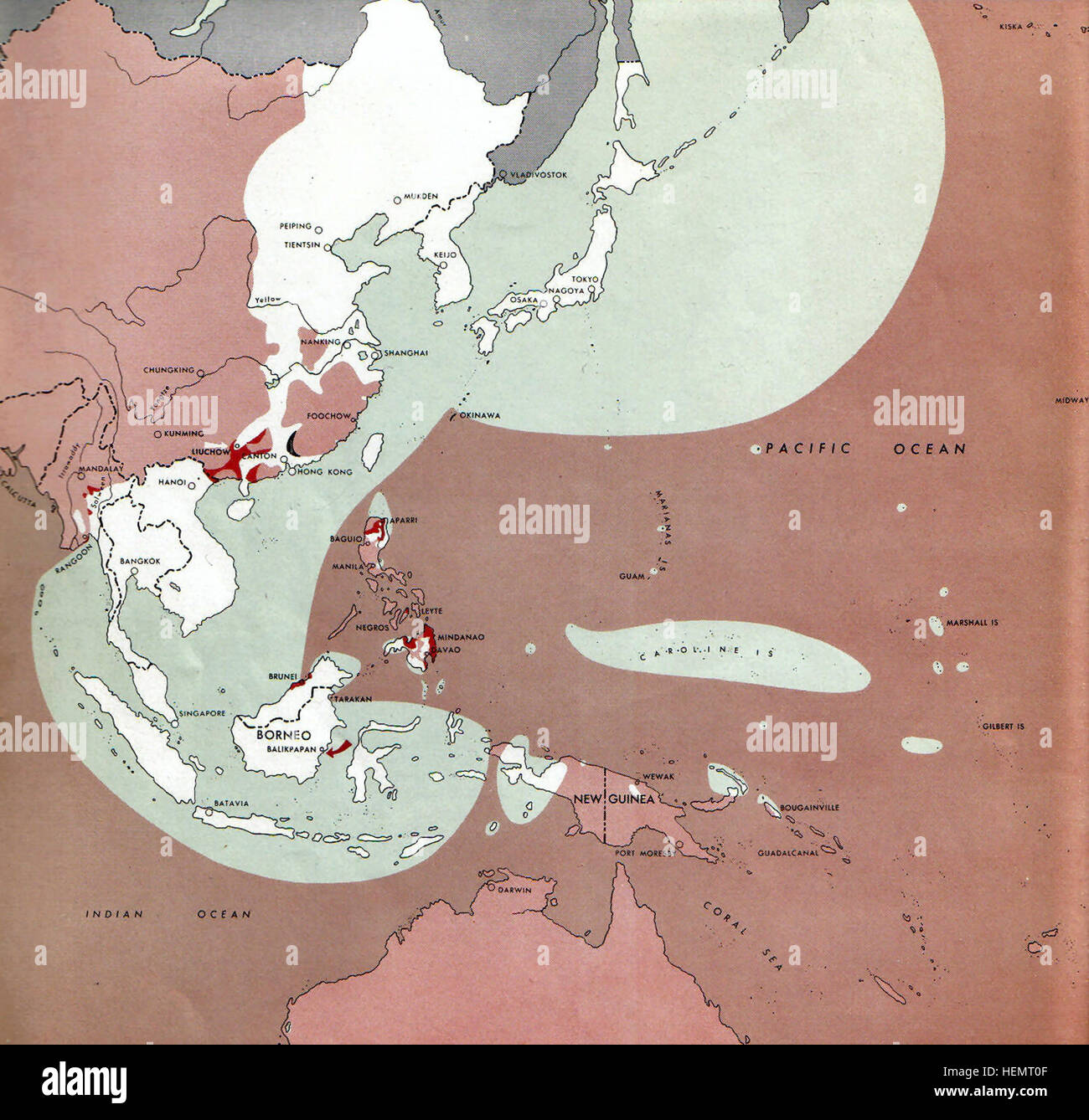 A map showing Japanese World War II battlefront positions on July 1 ...