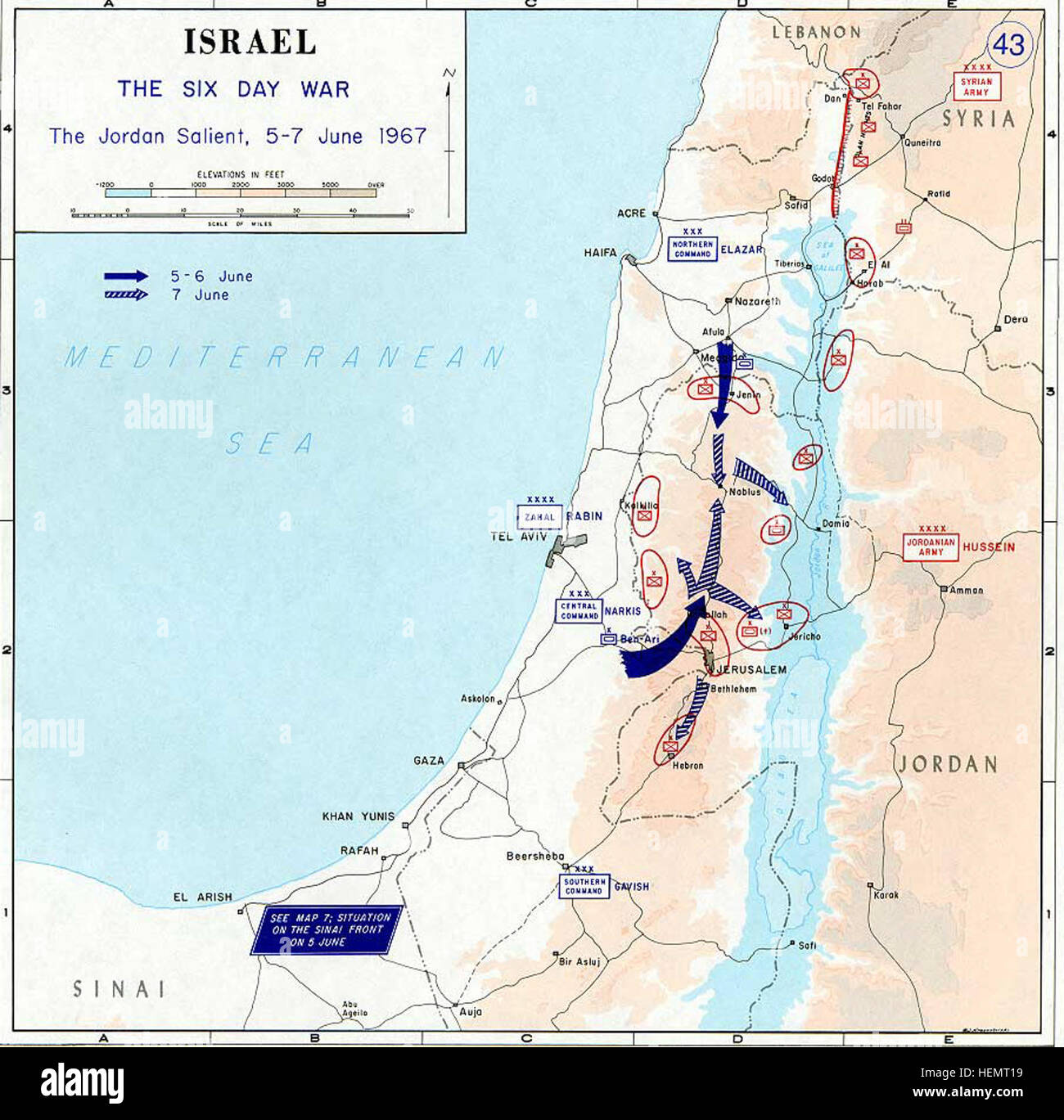 1967 Six Day War - The Jordan salient Stock Photo - Alamy