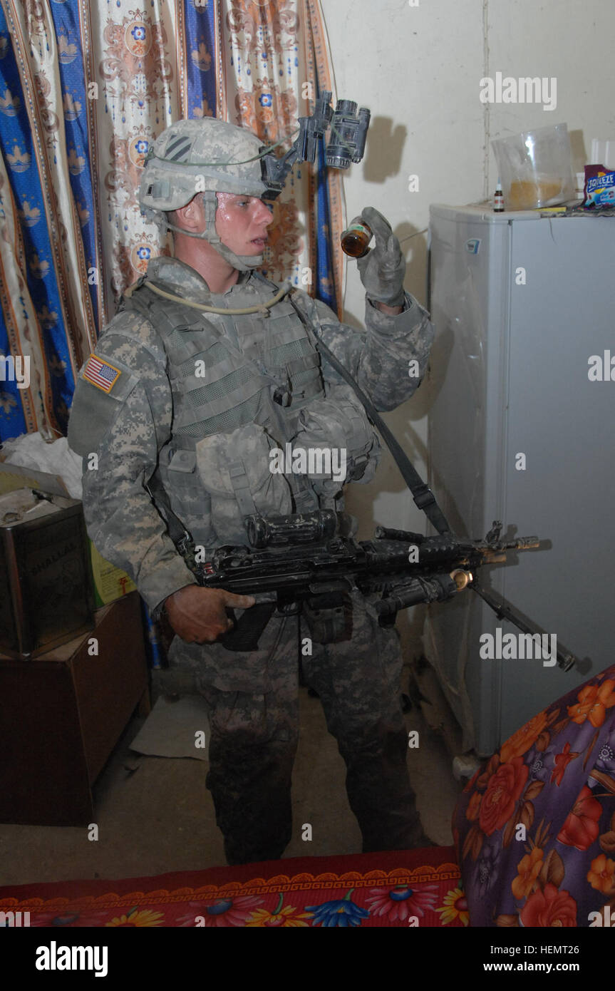 A U.S. Army Soldier assigned to Bravo Company, 1-30 Infantry Battalion ...