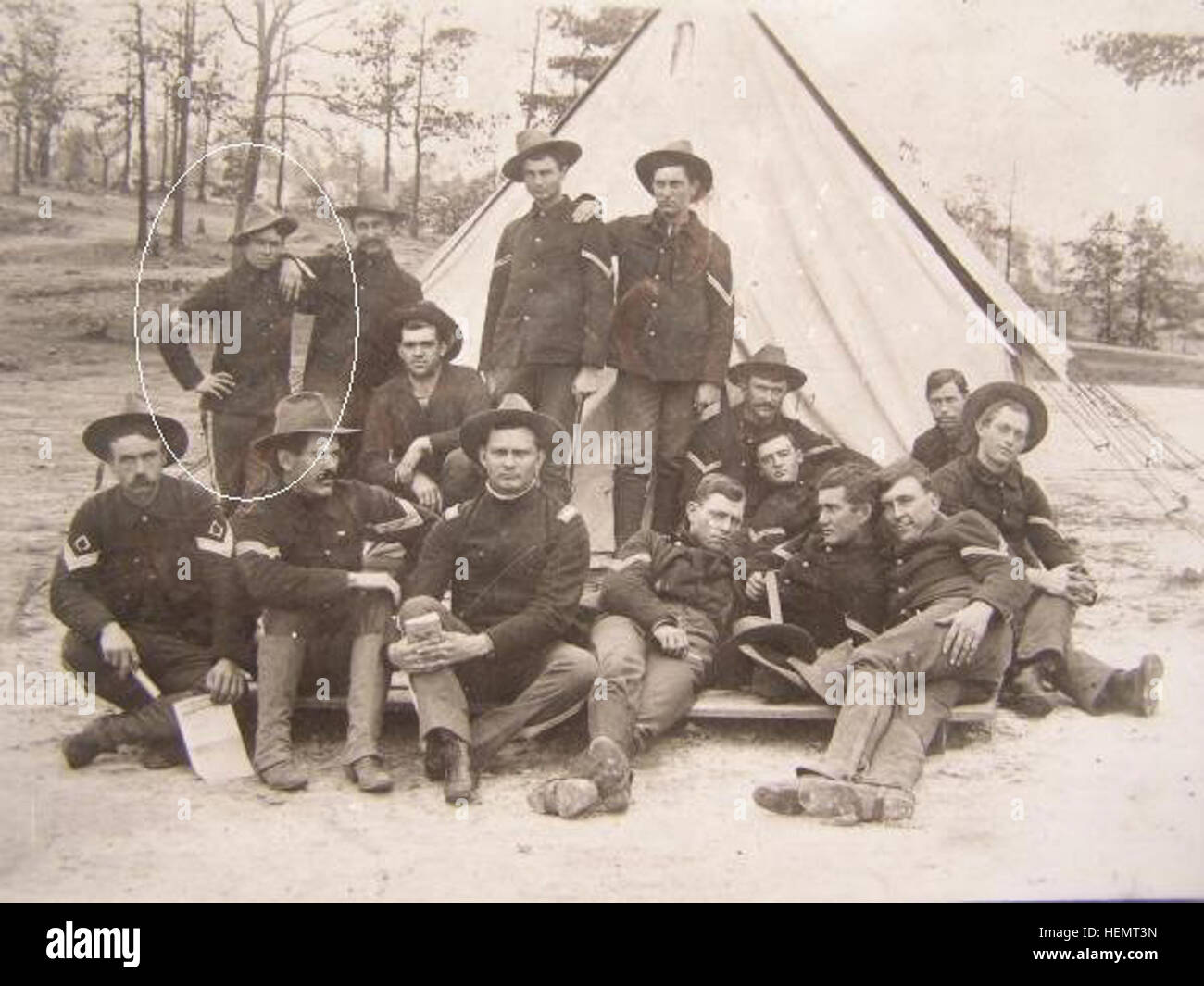 2nd Arkansas Infantry Members in front of a tent Stock Photo - Alamy
