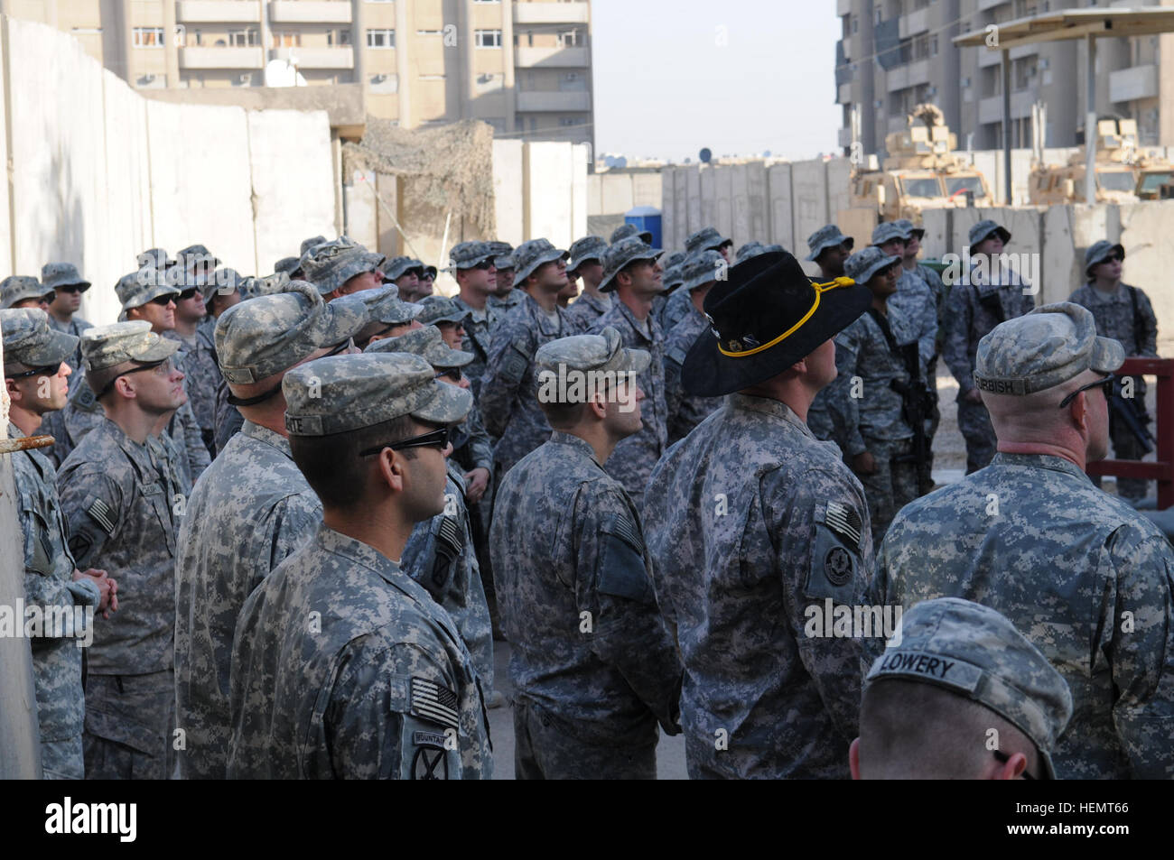 U.S. Soldiers listen to Col. Craig Collier (not shown) commander of the ...