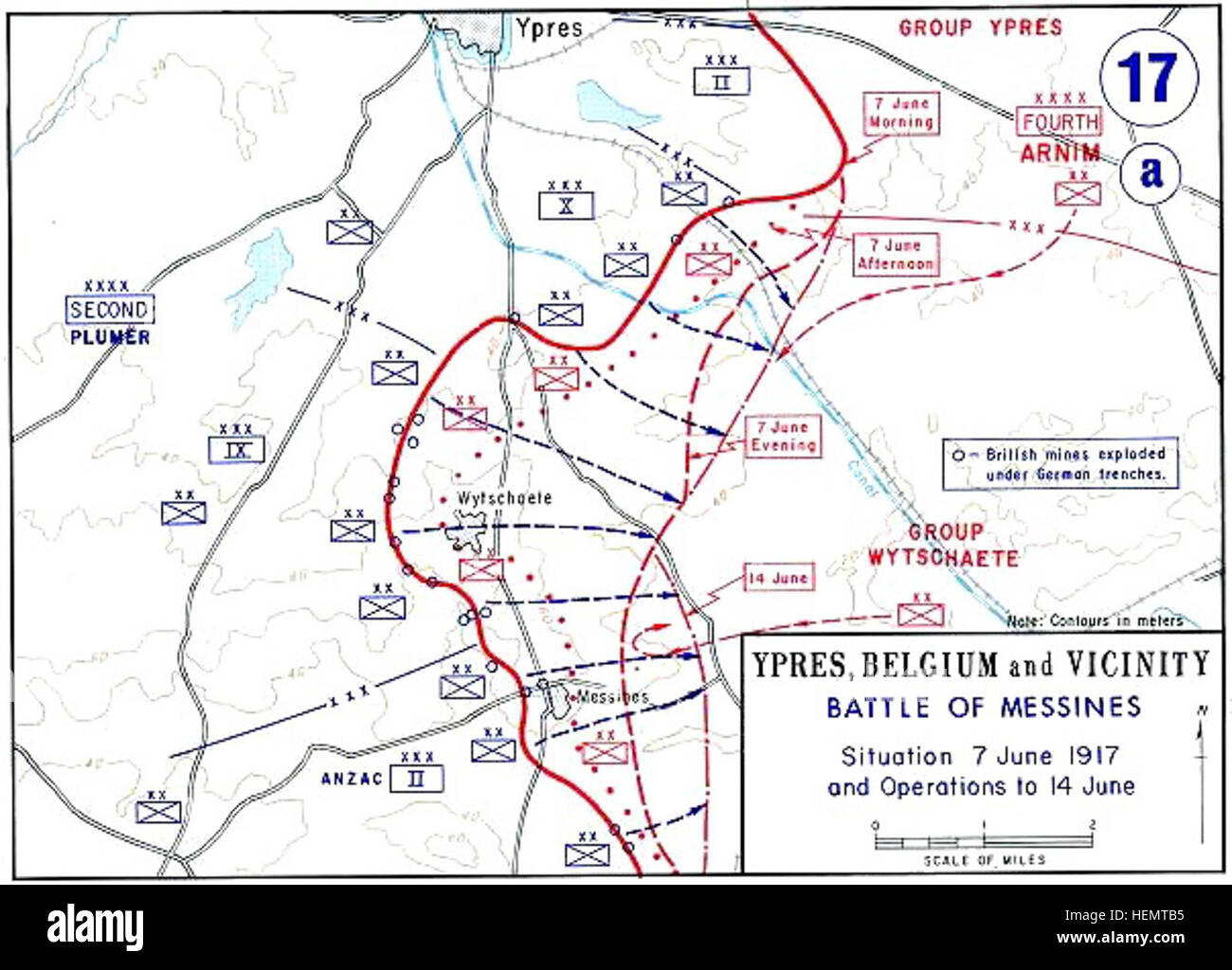 Battle of Messines - Map Stock Photo - Alamy