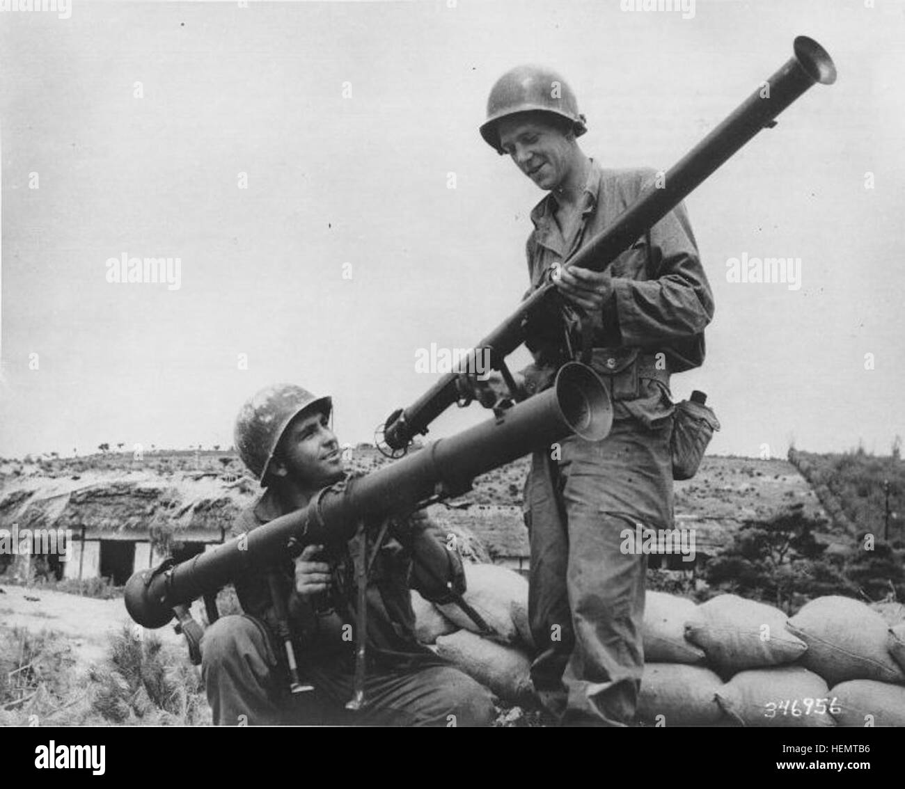 U.S. military forces deploy and operate bazooka rocket launchers during ...