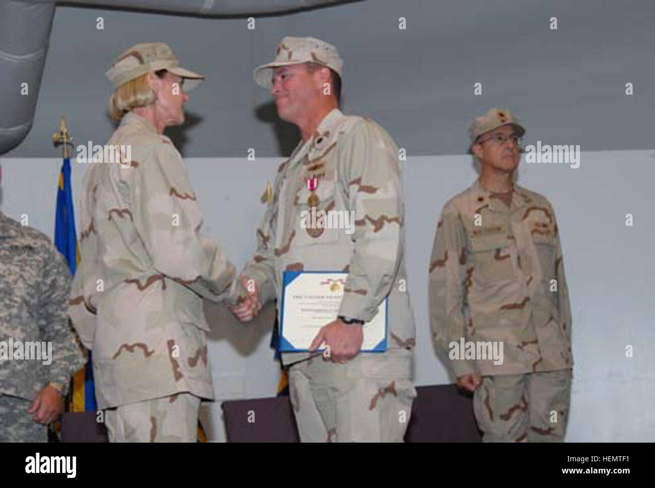 Carol Pottenger congratulates Michael Fulgham, Guantanamo Stock Photo ...