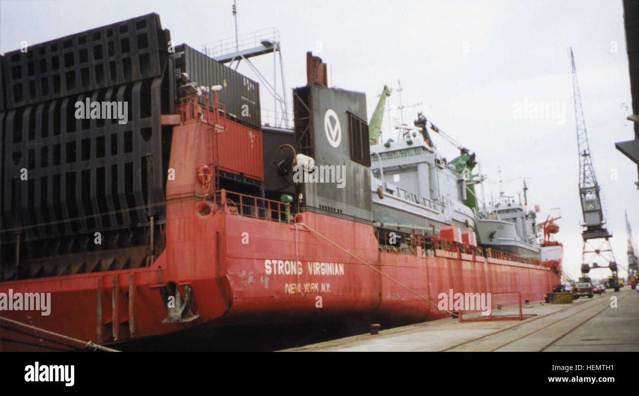 Container ship MV Strong Virginian transports four 174 foot LCU 2000 as ...