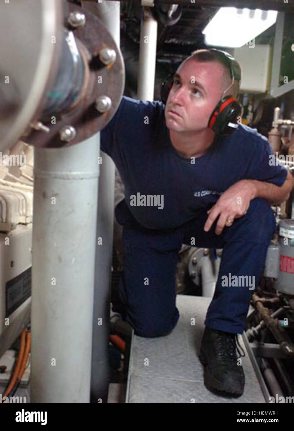 Coast Guard Cutter Ocracoke engine room, Guantanamo Stock Photo - Alamy