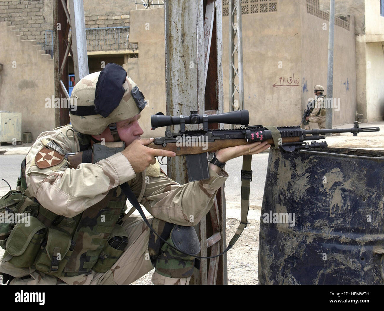 Sniper of the 1st Battalion, 23rd Infantry Regiment, 2nd Infantry ...