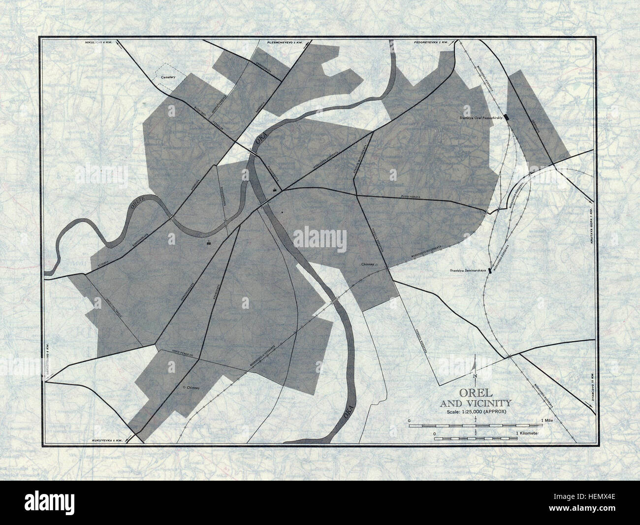 USSR map NN 37-10 -verso- Orel and Vicinity Stock Photo - Alamy
