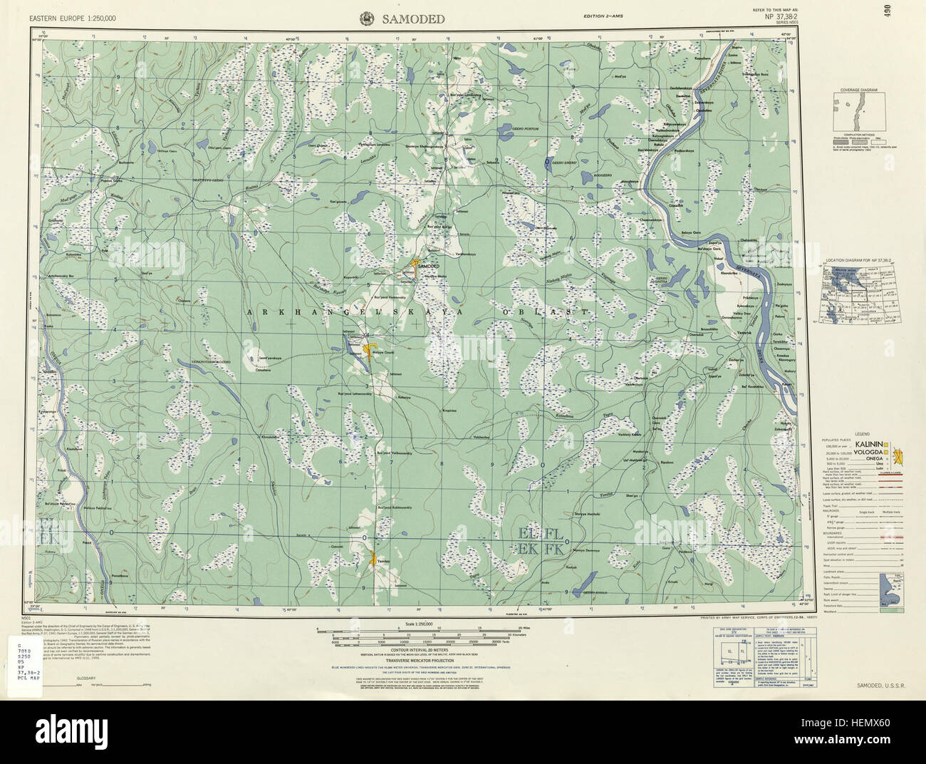 USSR map NP 37-2 Samoded Stock Photo - Alamy