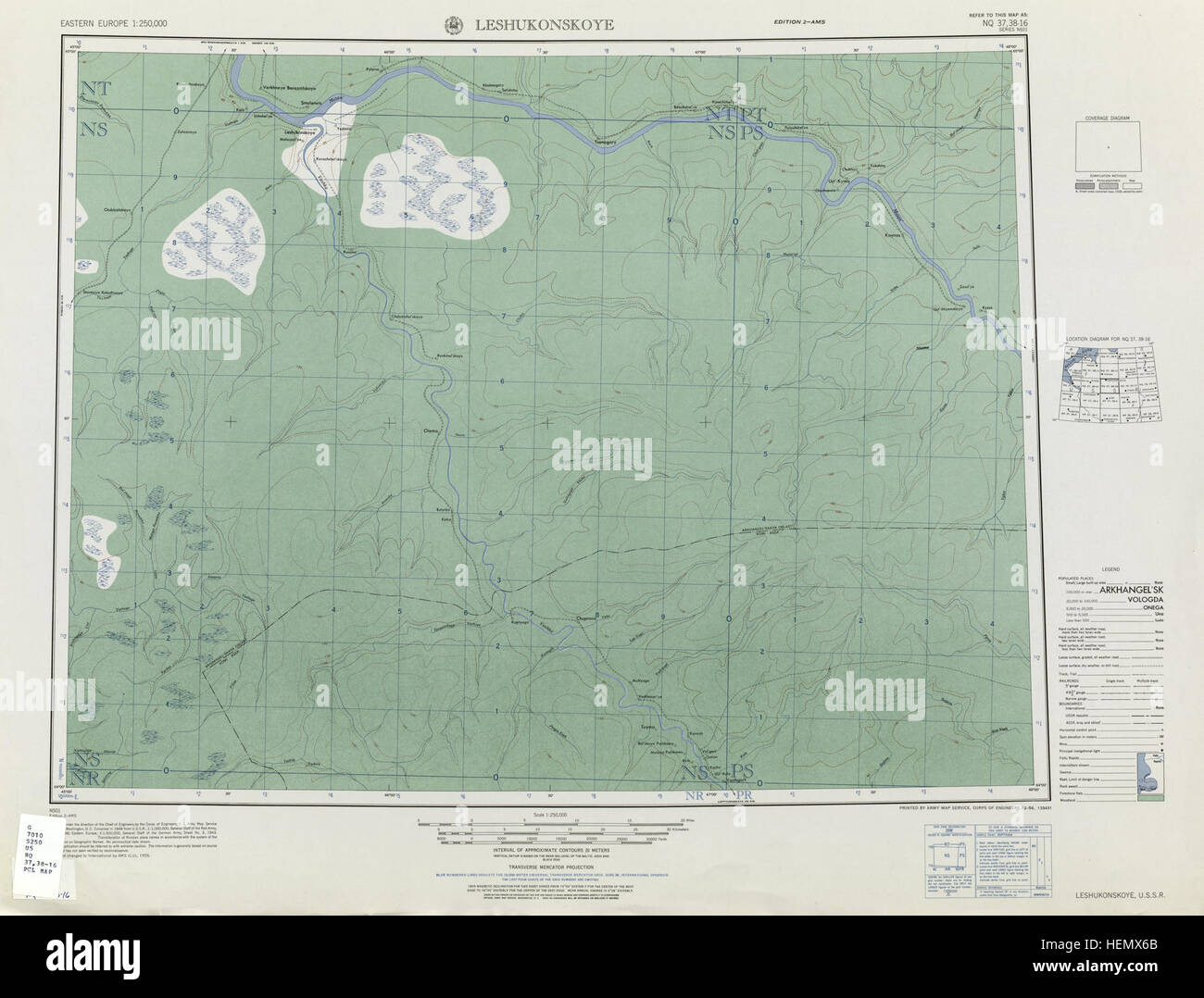 USSR map NQ 37-16 Leshukonskoye Stock Photo - Alamy