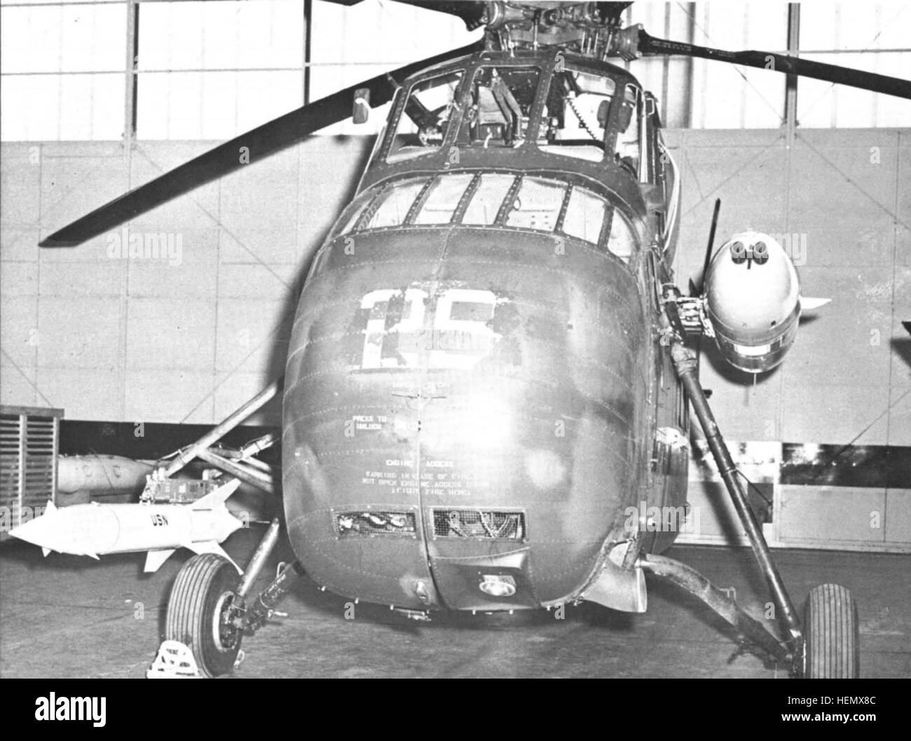 USMC experimental CH-34 helicopter armed with the Navy's Bullpup ...