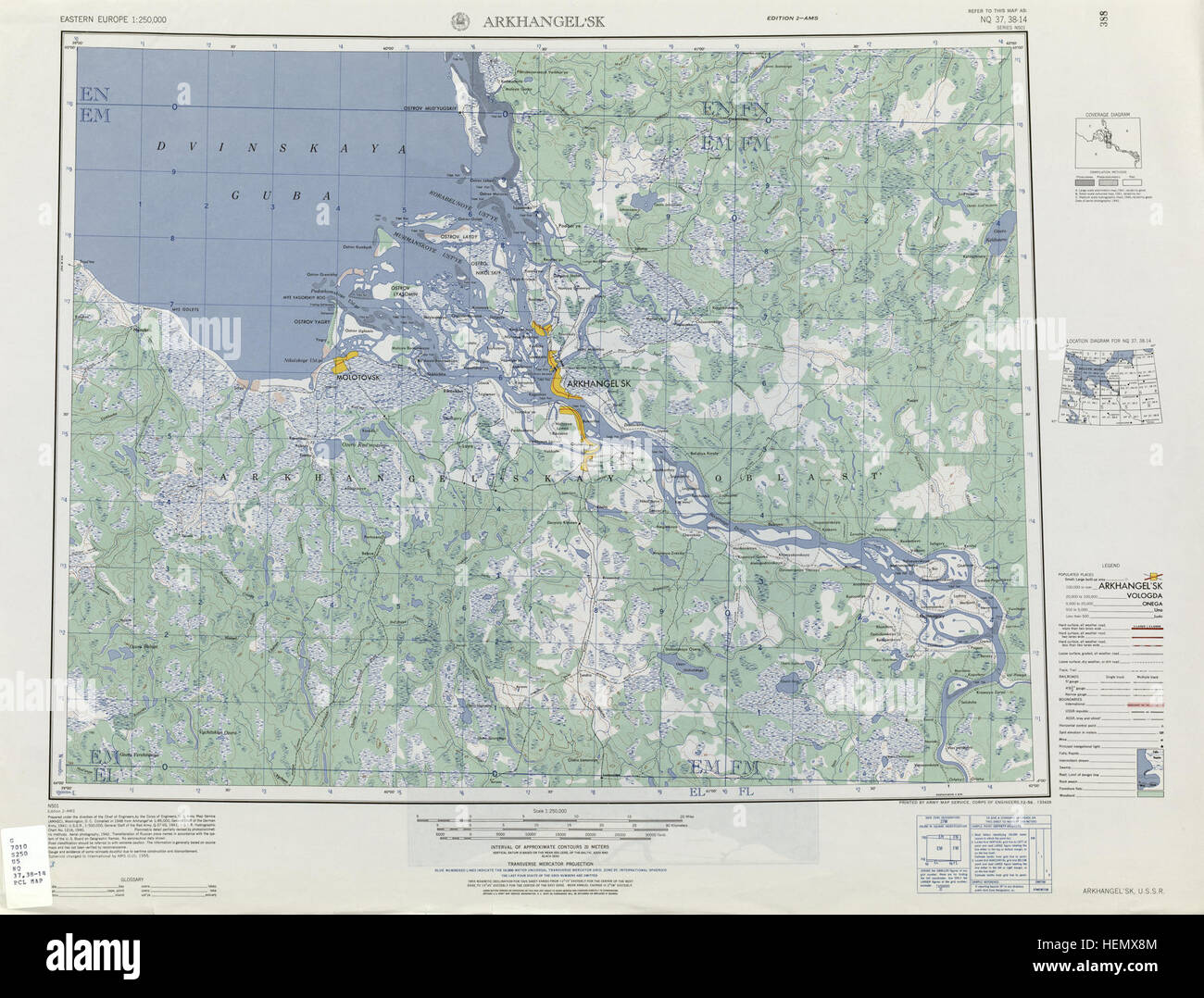 USSR map NQ 37-14 Arkhangel'sk Stock Photo - Alamy