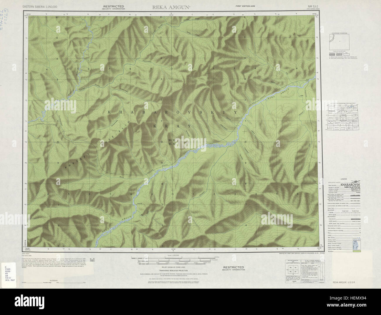 USSR map NM 53-2 Reka Amgun' Stock Photo - Alamy