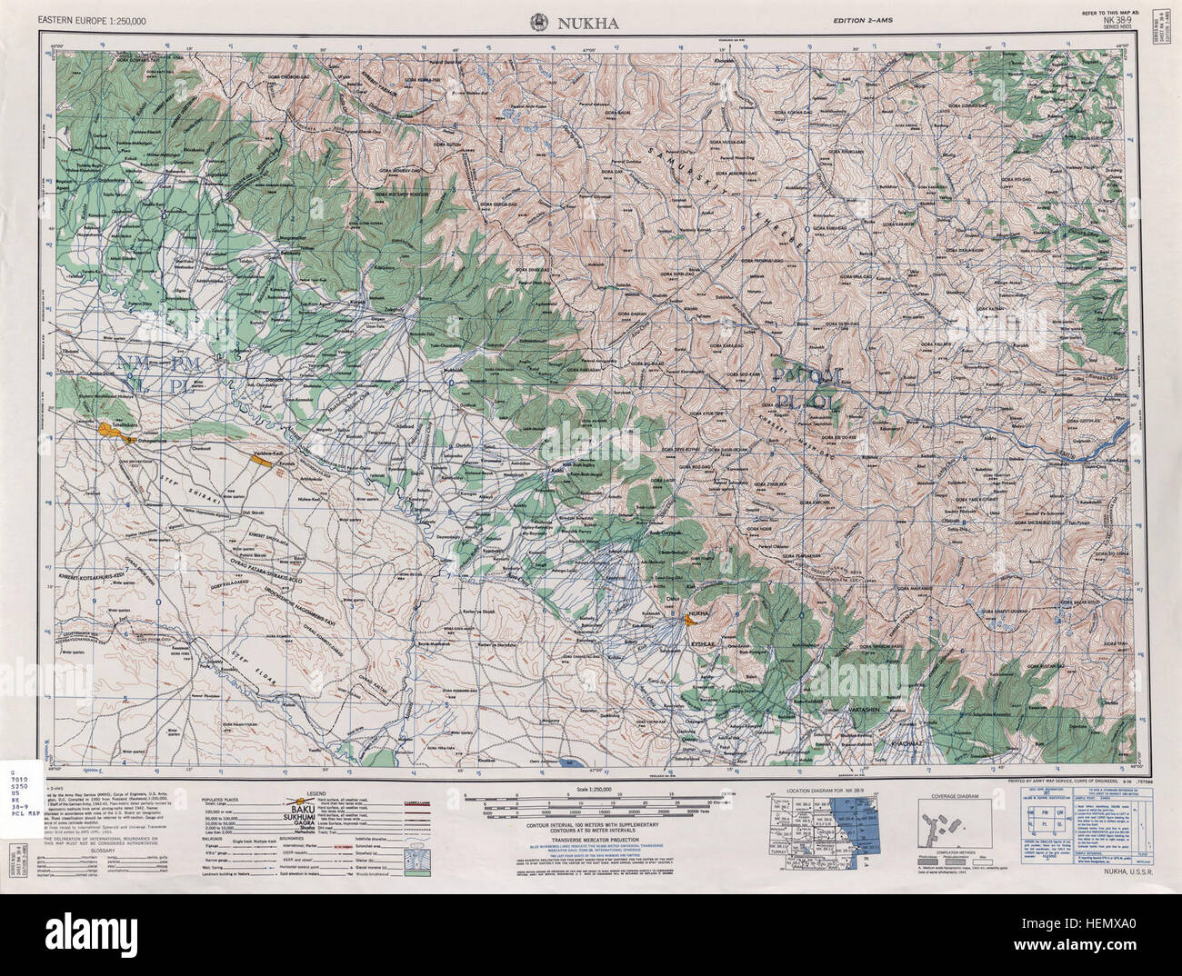 USSR map NK 38-9 Nukha Stock Photo - Alamy