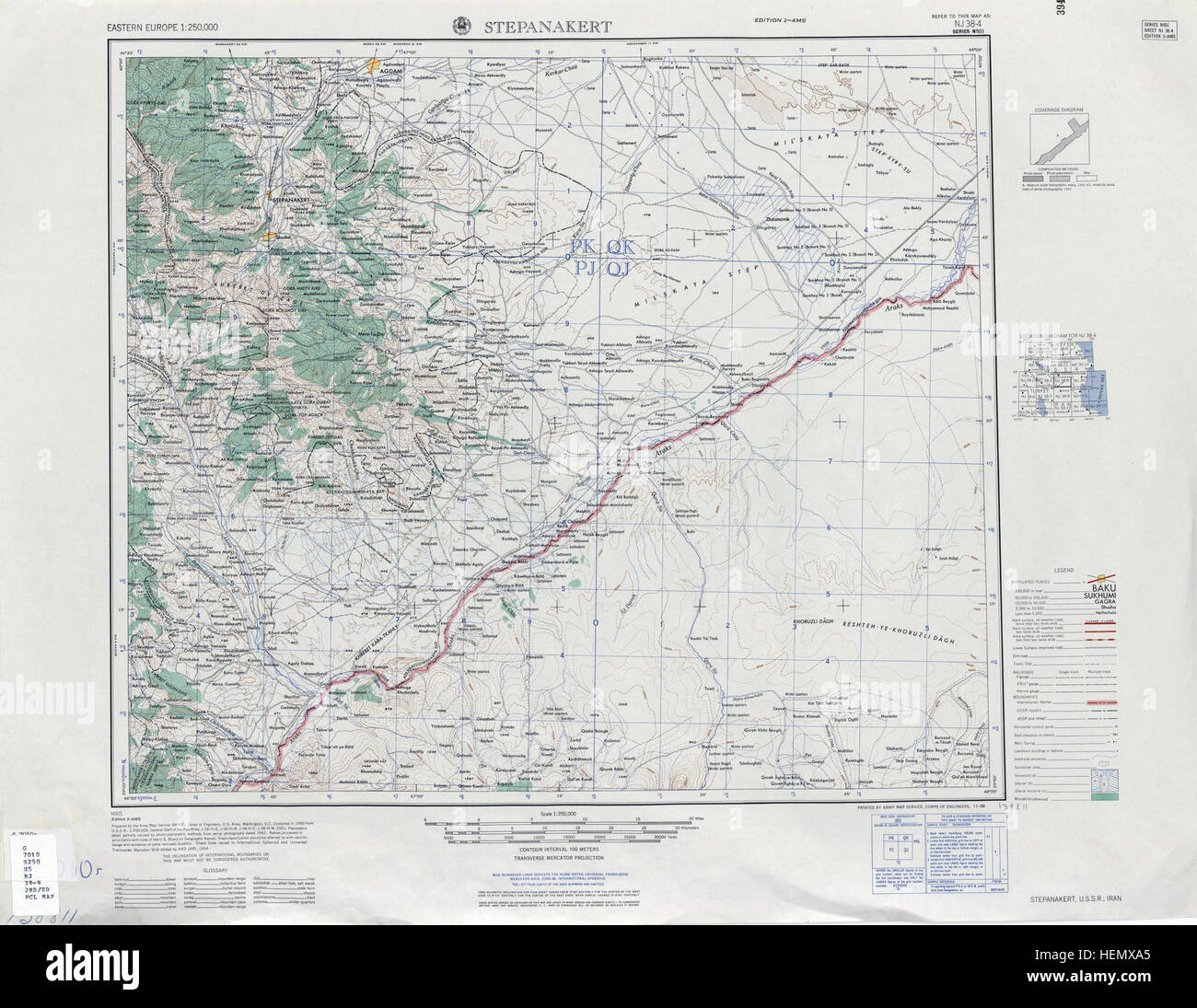 USSR map NJ 38-4 Stepanakert Stock Photo - Alamy
