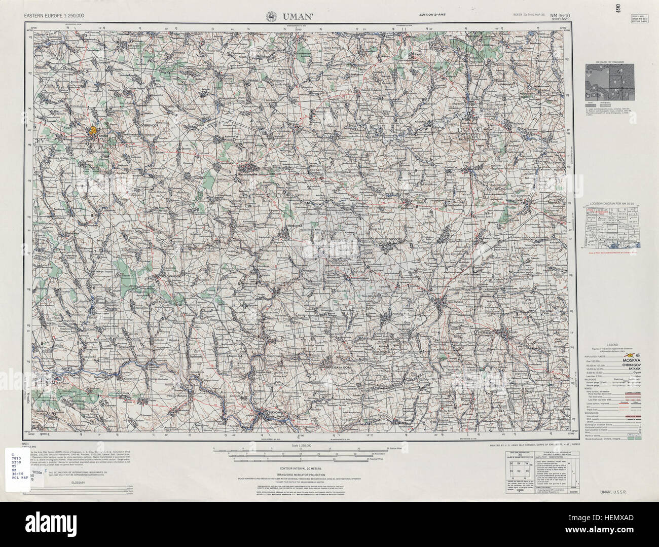Map of Uman region, USSR, sheet NM 36-10, showing terrain ...