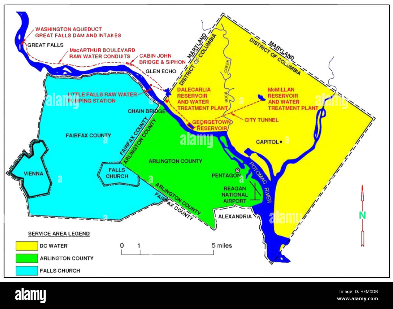 Washington Aqueduct - service area and major facilities map - 2011 ...