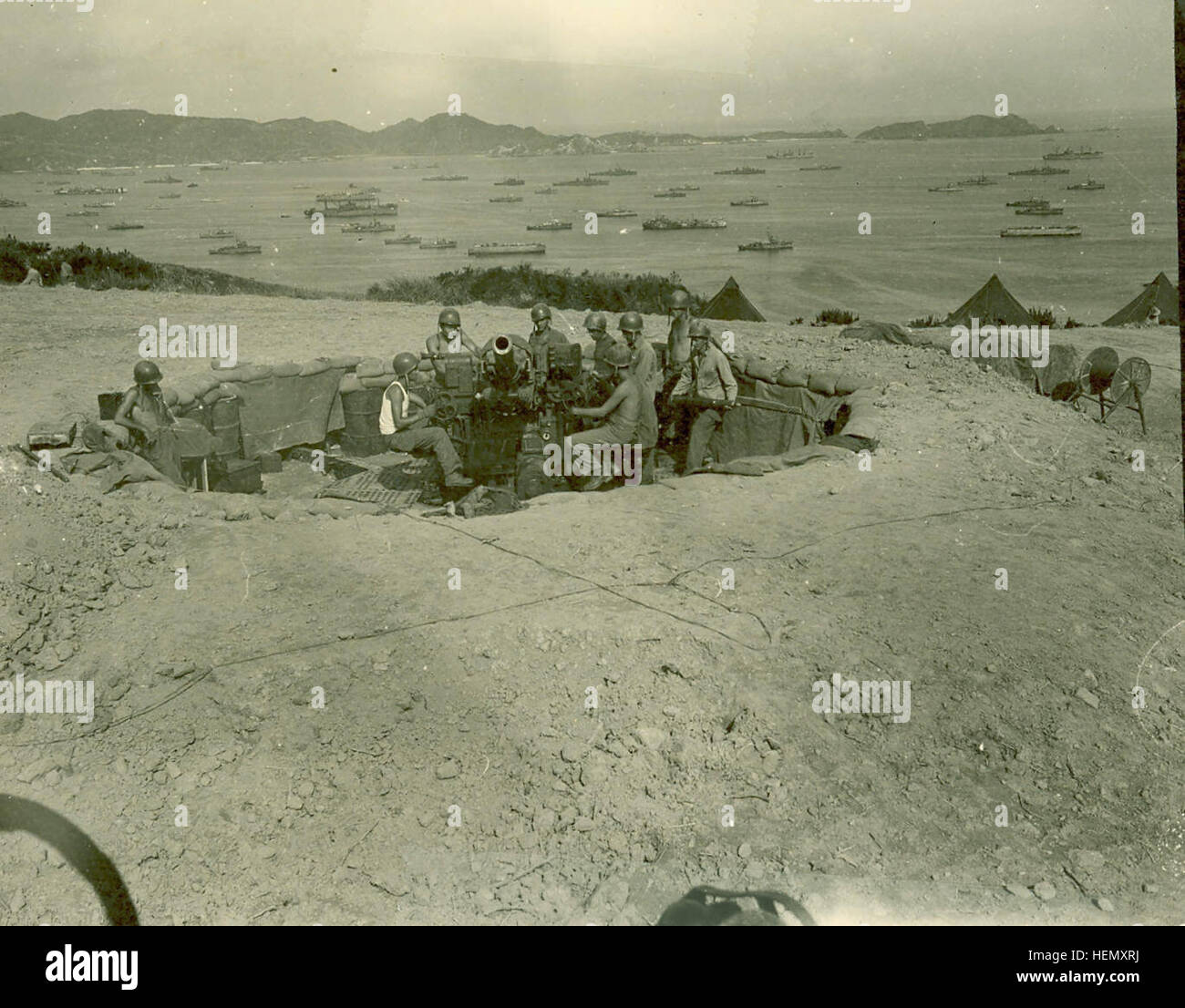 Anti-aircraft artillery (AAA) guns were deployed on Okinawa to defend ...