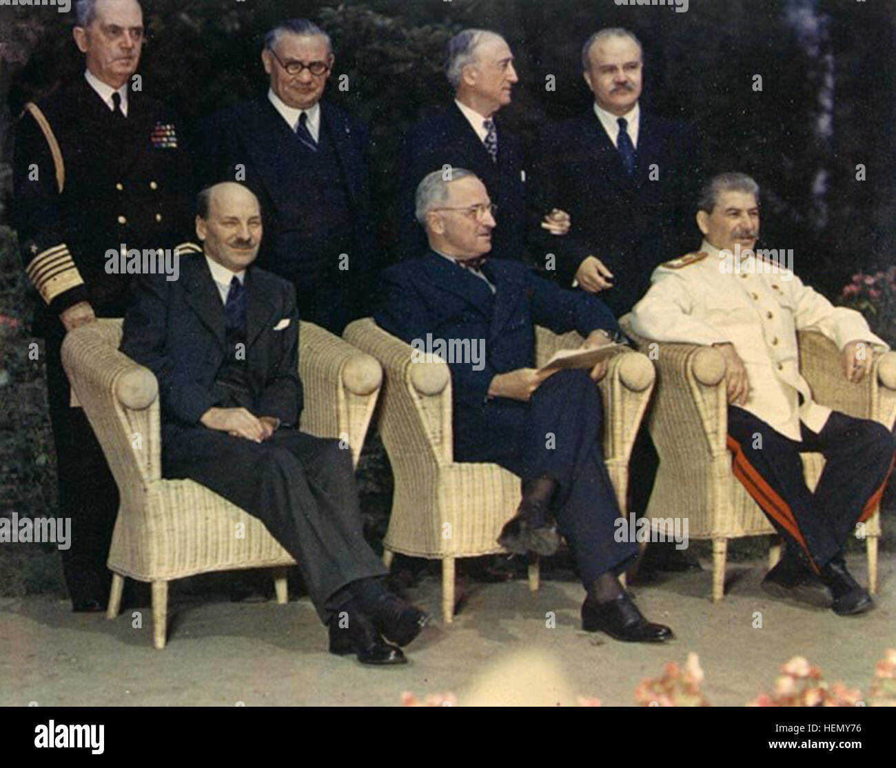 Clement Attlee, Harry S. Truman, Joseph Stalin and their principal ...