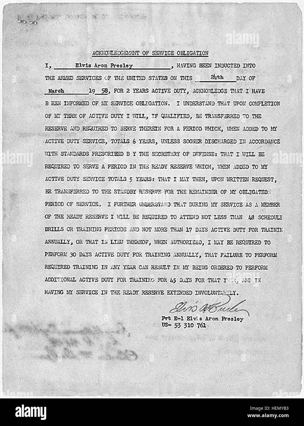 Elvis Presley fulfilled his military service obligation in the United ...