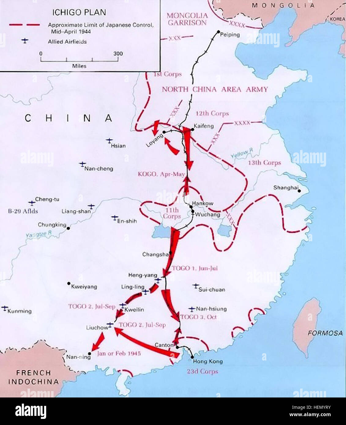 Japanese Ichigo Plan - April 1944 Stock Photo - Alamy