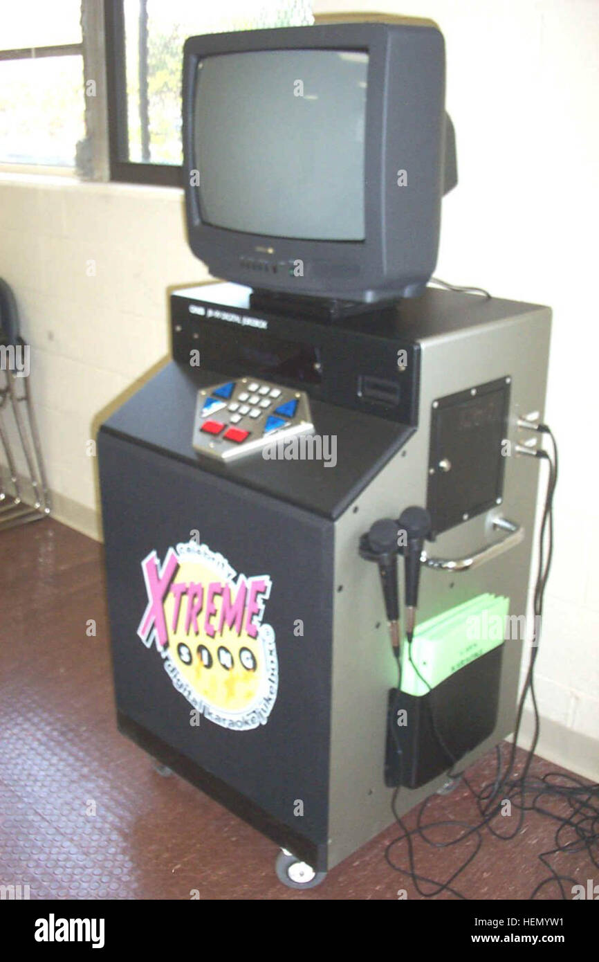 A military base recreational activity featuring a karaoke machine ...