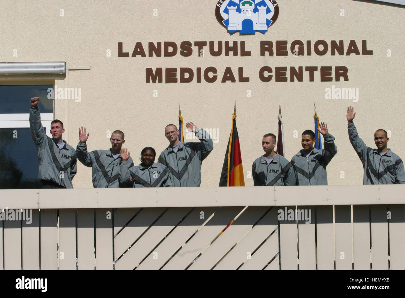 Seven Army former POWs greet the media form the balcony of their ...