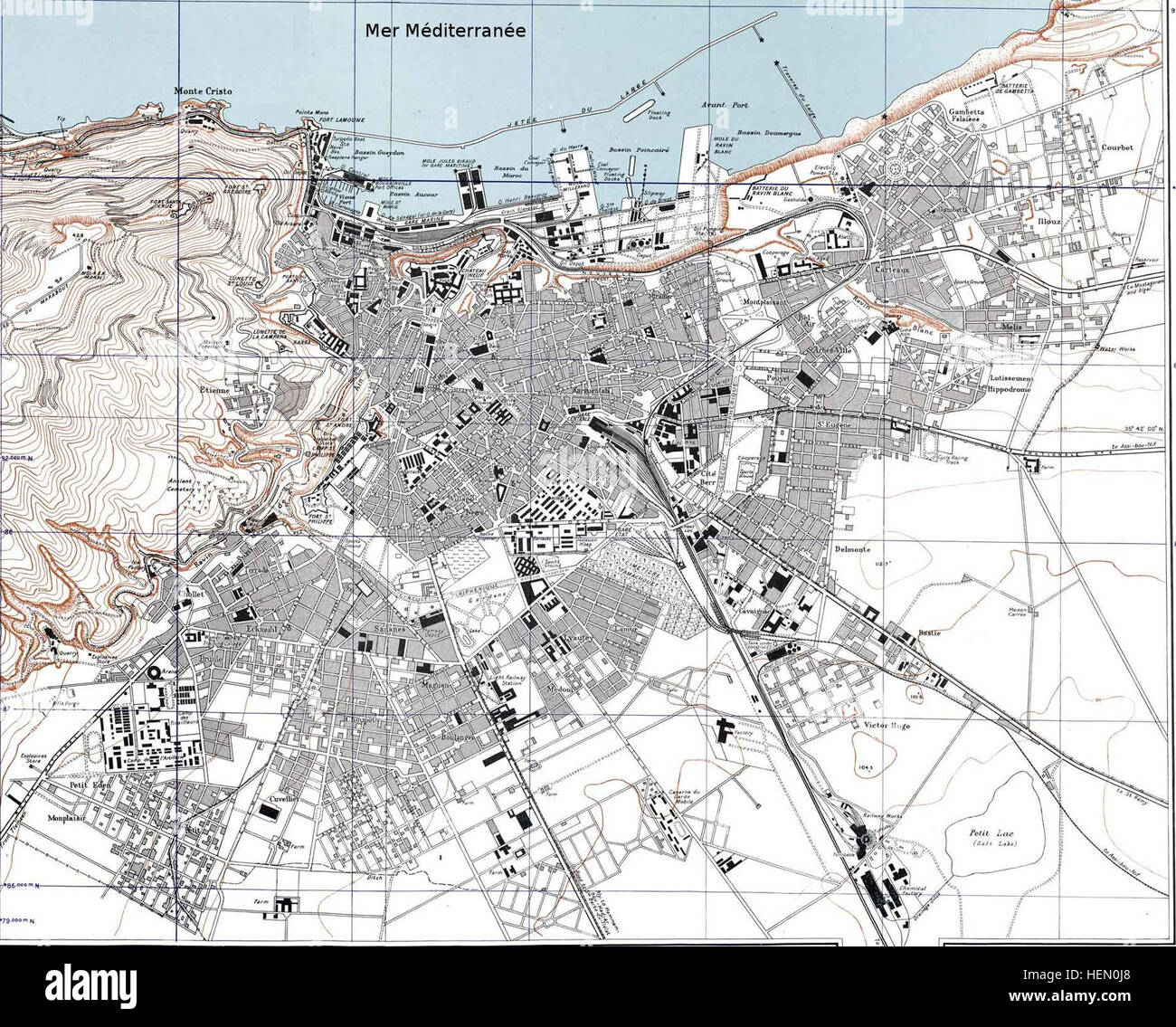A map of Oran, Algeria, showing topography, strategic locations, and ...
