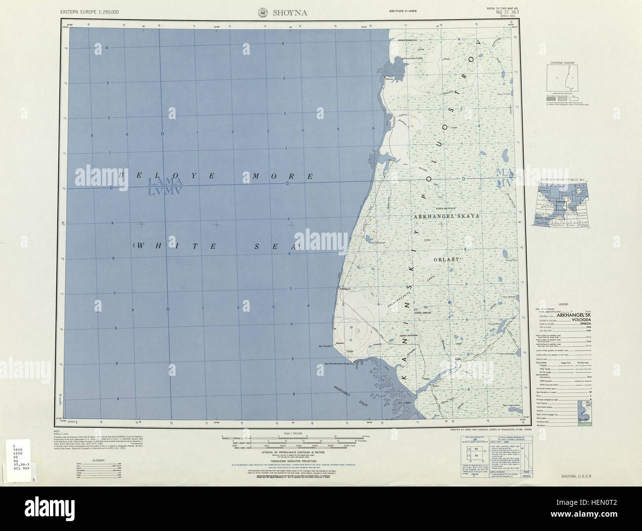 USSR map NQ 37-3 Shoyna Stock Photo - Alamy