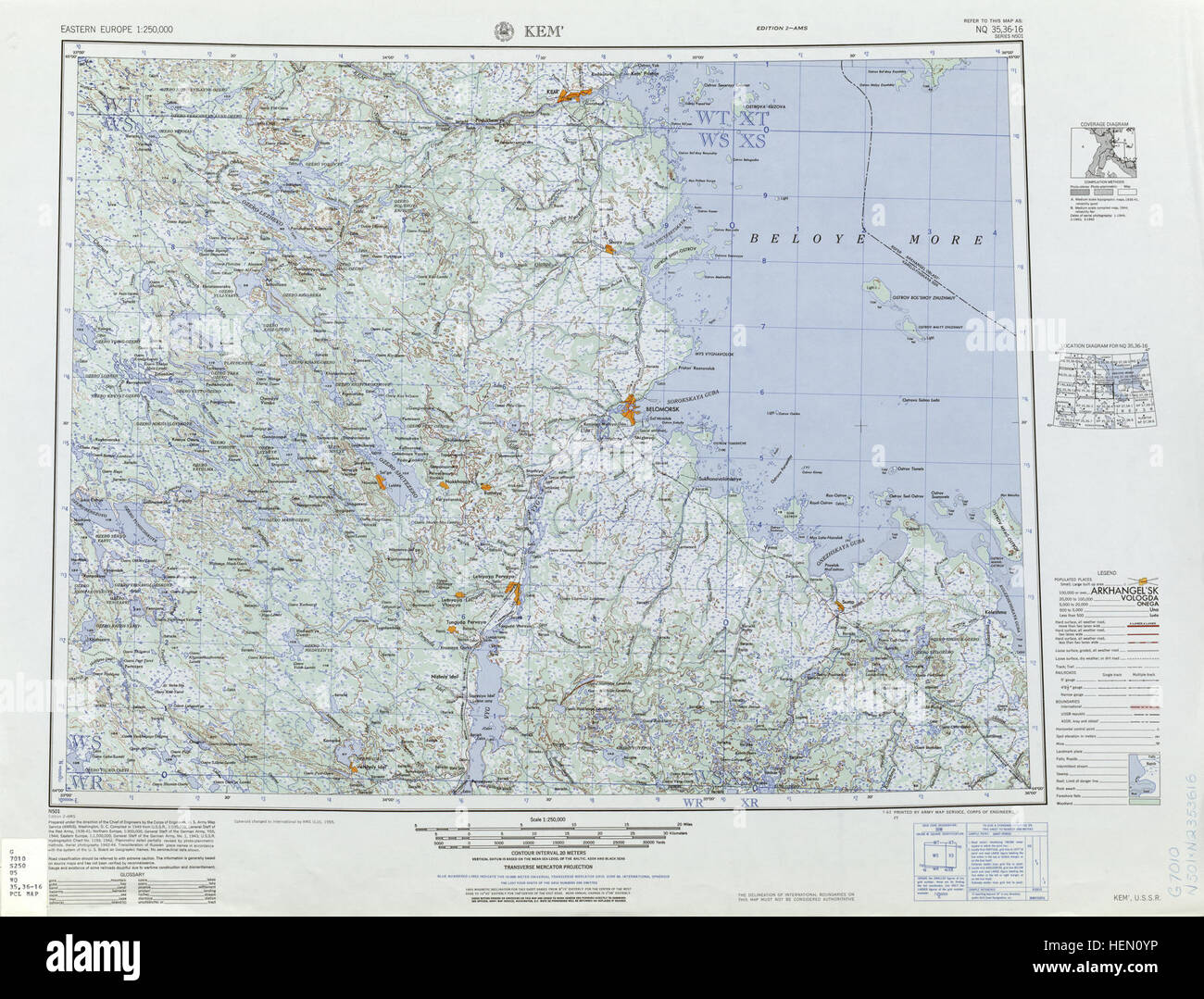 USSR map NQ 35-16 Kem' Stock Photo - Alamy
