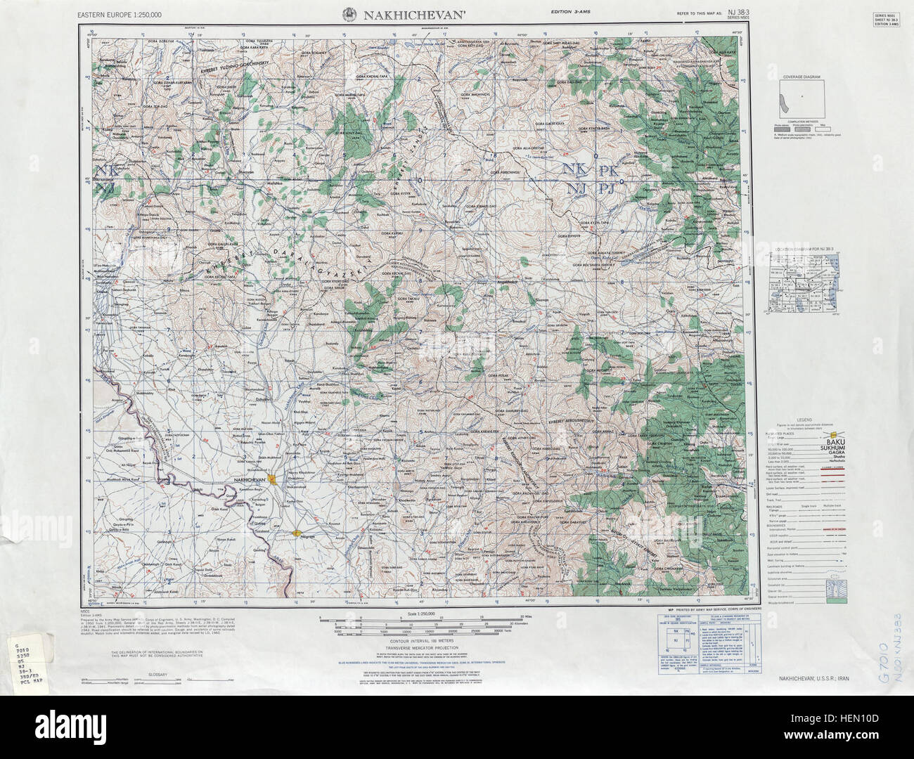 USSR map NJ 38-3 Nakhichevan' Stock Photo - Alamy