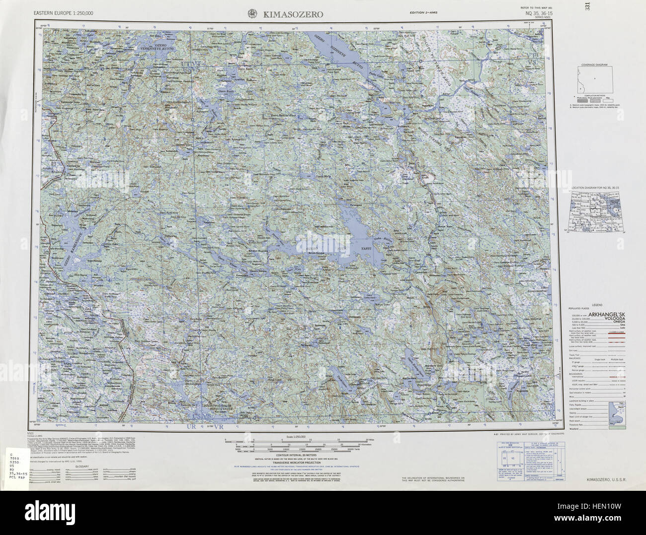 Kimasozero is shown on a detailed USSR military map (NQ 35-15 ...