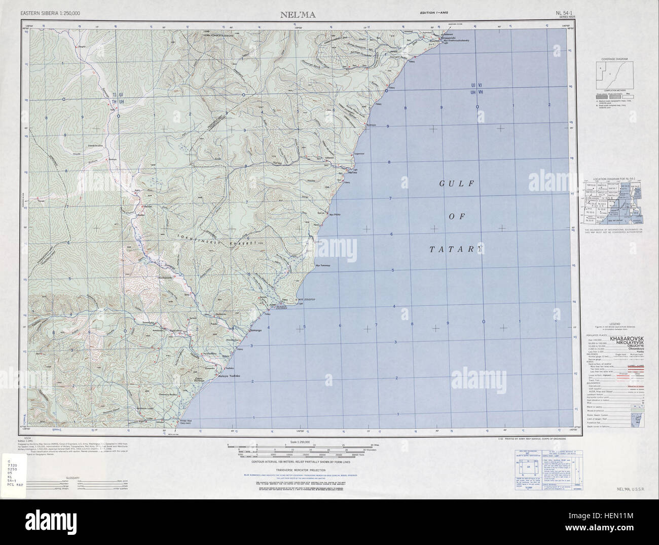 USSR map NL 54-1 Nel'ma Stock Photo - Alamy