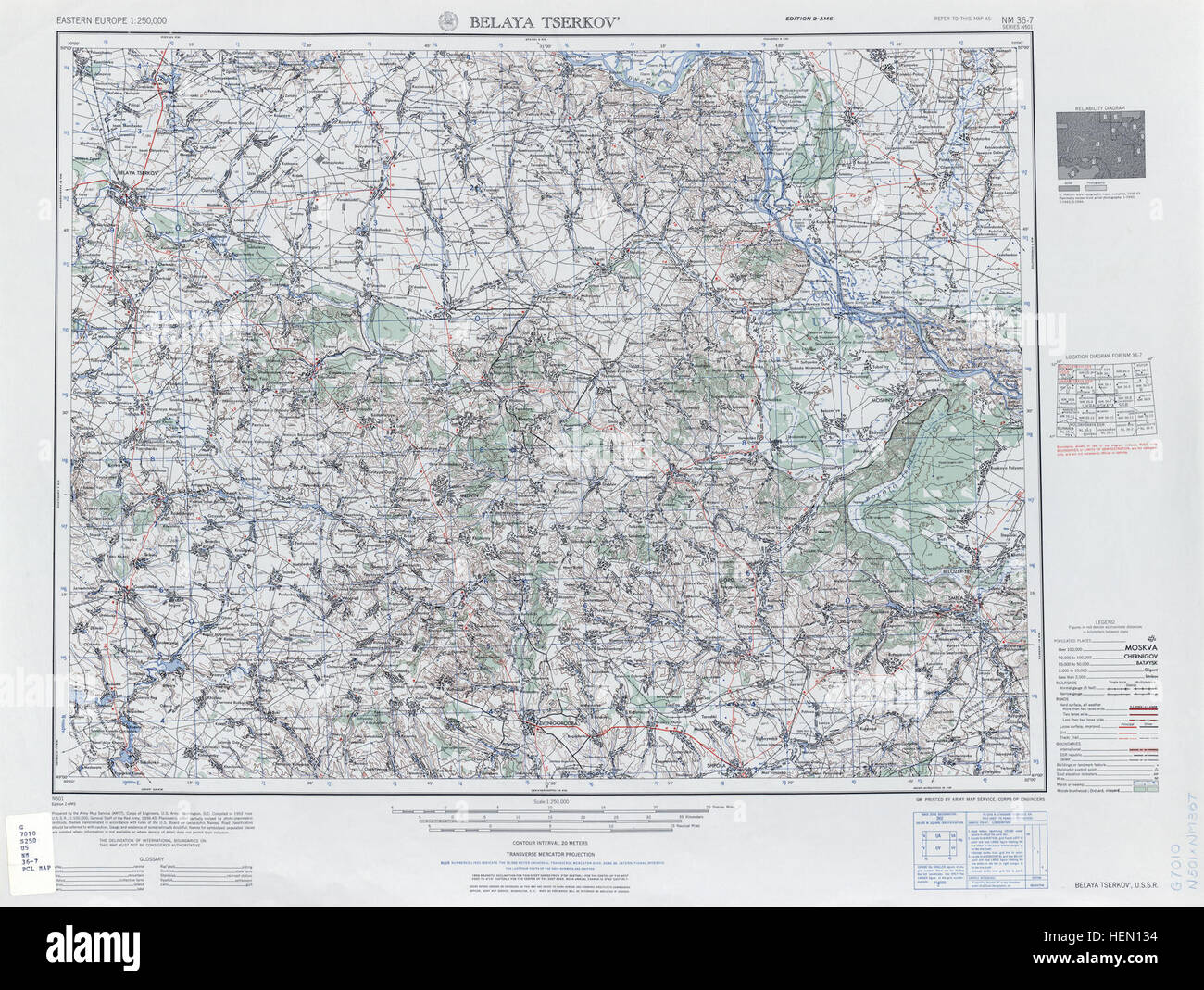 USSR map NM 36-7 Belaya Tserkov' Stock Photo - Alamy