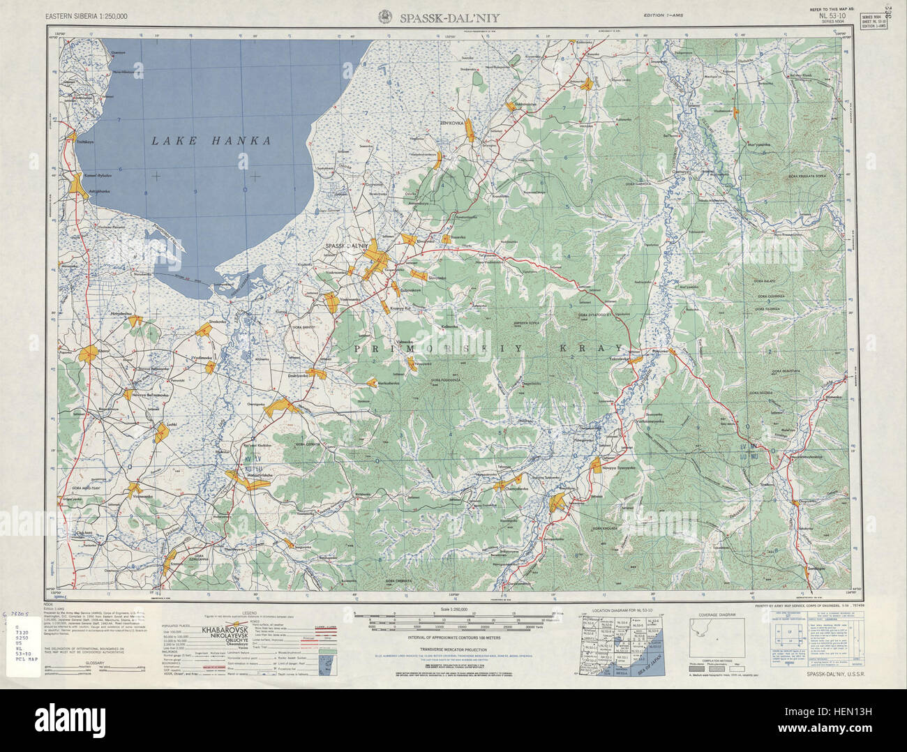 USSR map NL 53-10 Spassk-Dal'niy Stock Photo - Alamy
