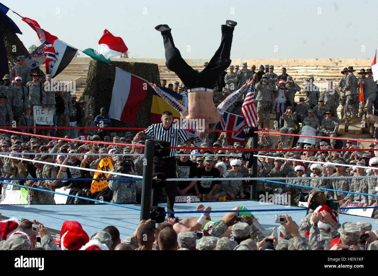 World Wrestling Entertainment wrestler Jeff Hardy performs a Swanton ...