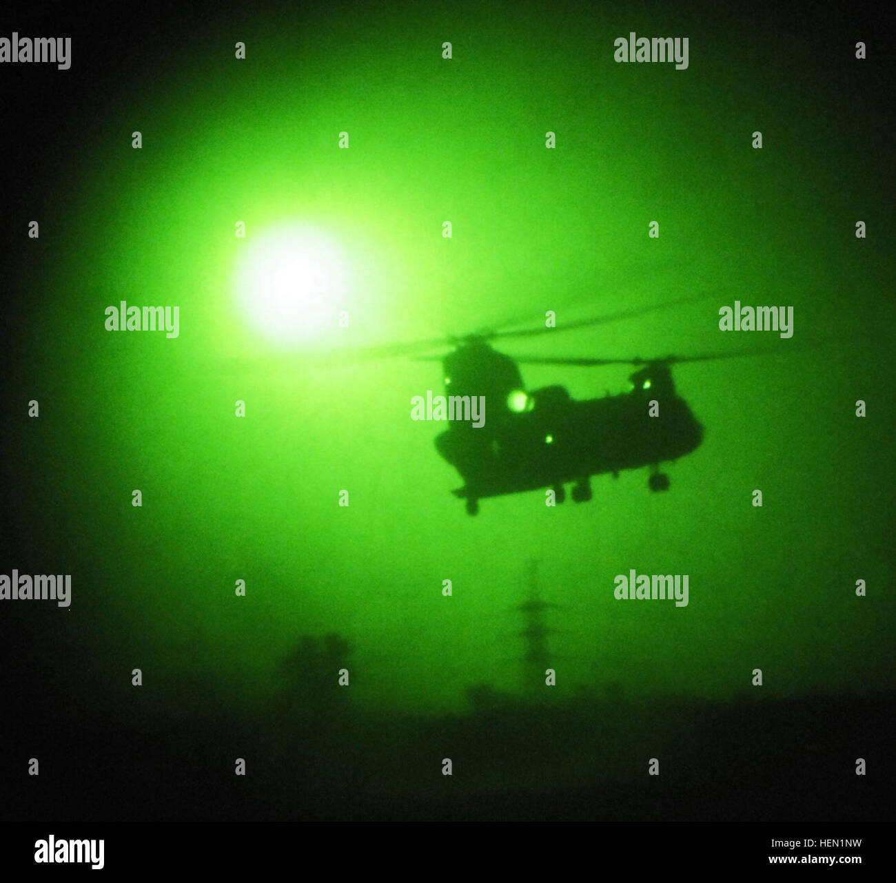 CH-47 Chinook flying night vision Stock Photo - Alamy