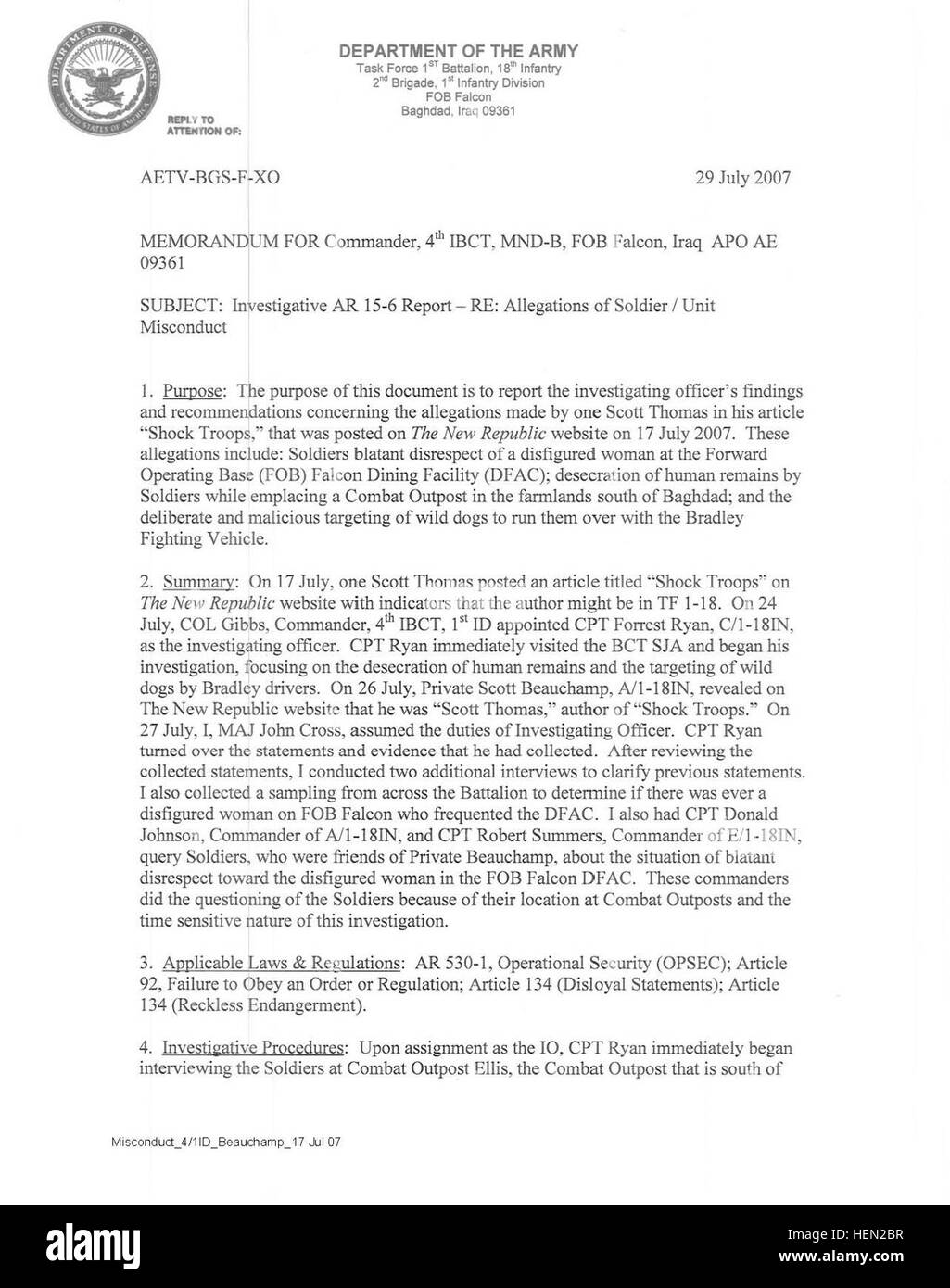 Investigative AR 15-6 Report - RE Allegations of Soldier - Unit ...