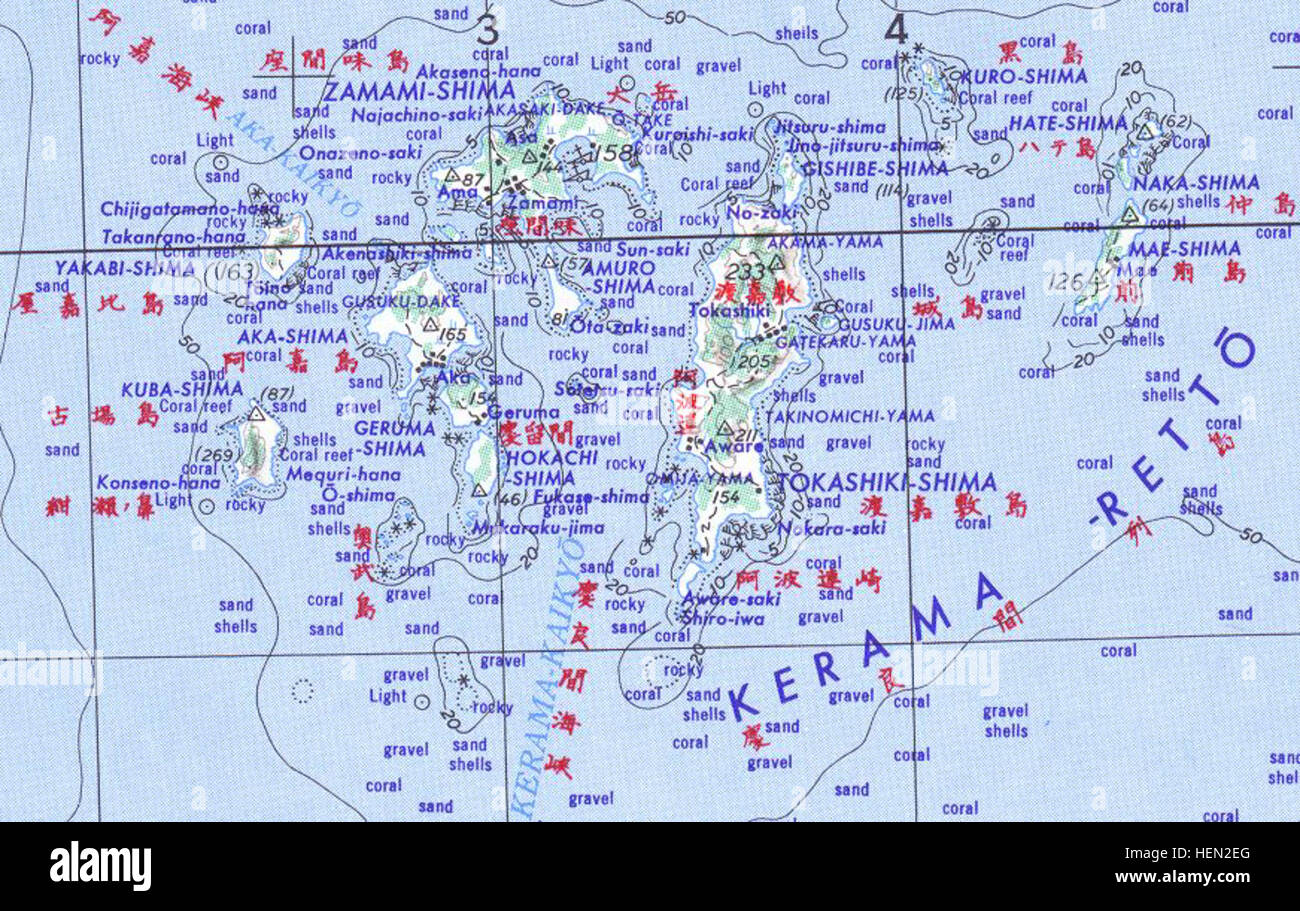 Kerama Islands map Stock Photo - Alamy