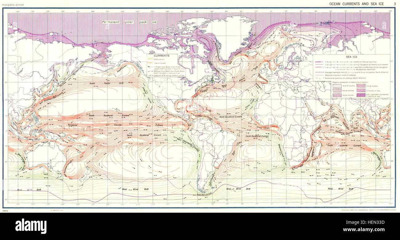 Ocean currents 1943 Stock Photo - Alamy