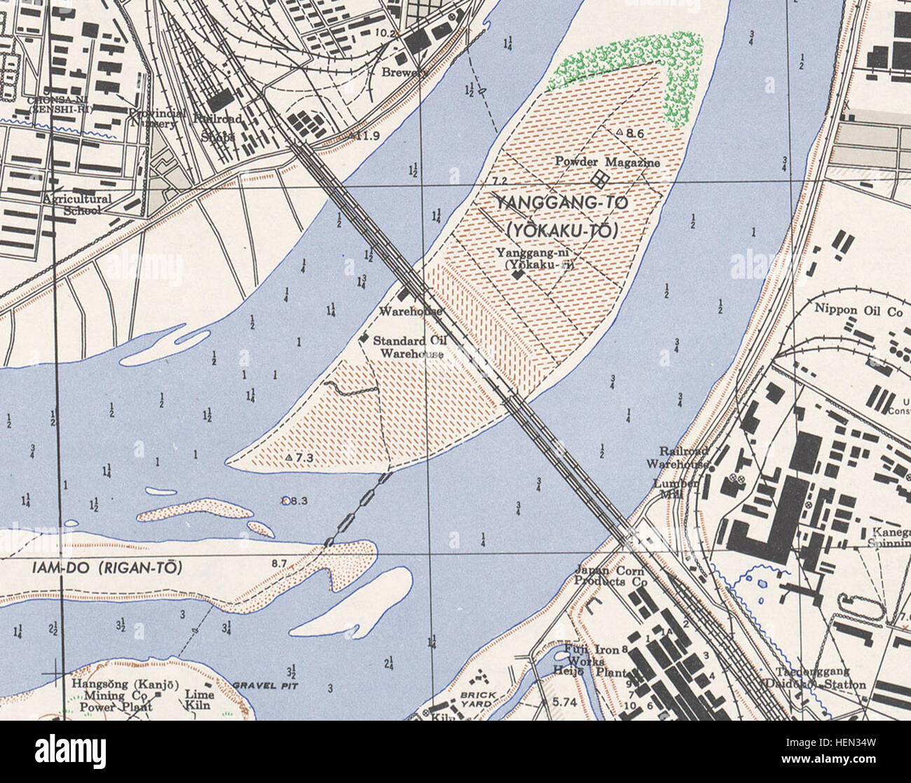 Map of Pyongyang, North Korea in 1946, highlighting military ...