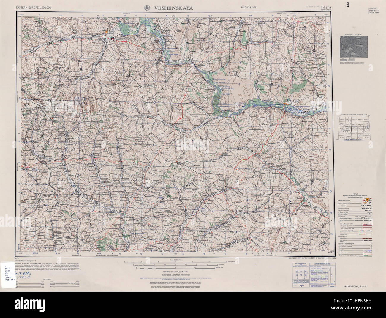USSR map NM 37-9 Veshenskaya Stock Photo - Alamy
