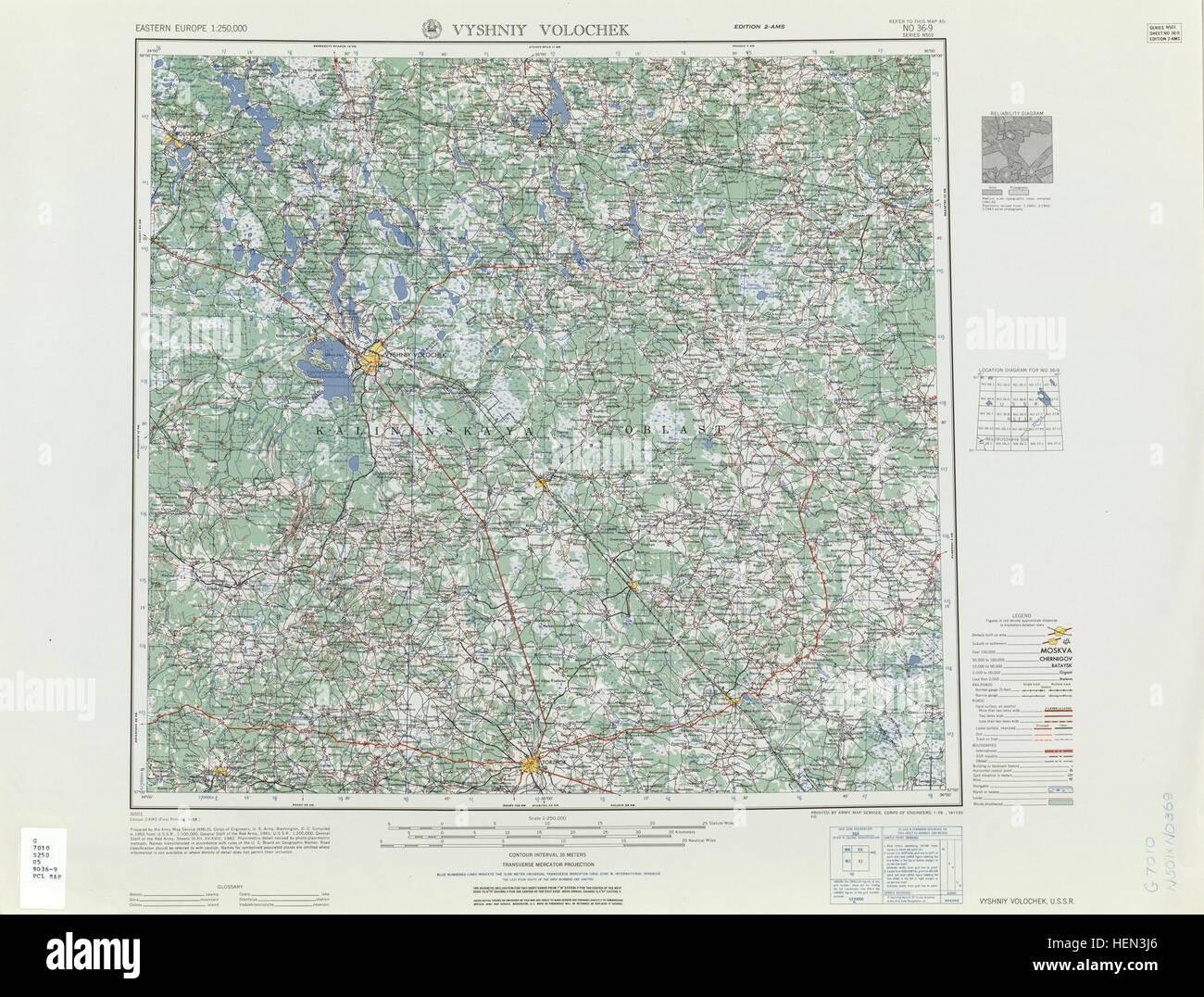 This Soviet military map, labeled NO 36-9, details the Vyshniy Volochek ...