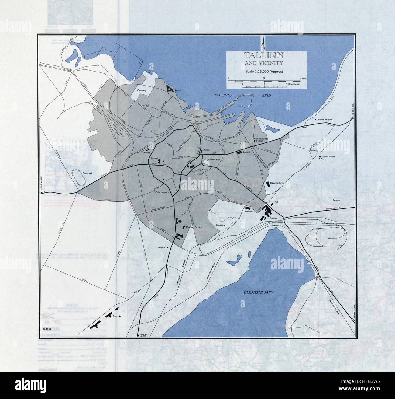 This USSR military map shows Tallinn and its surrounding areas ...