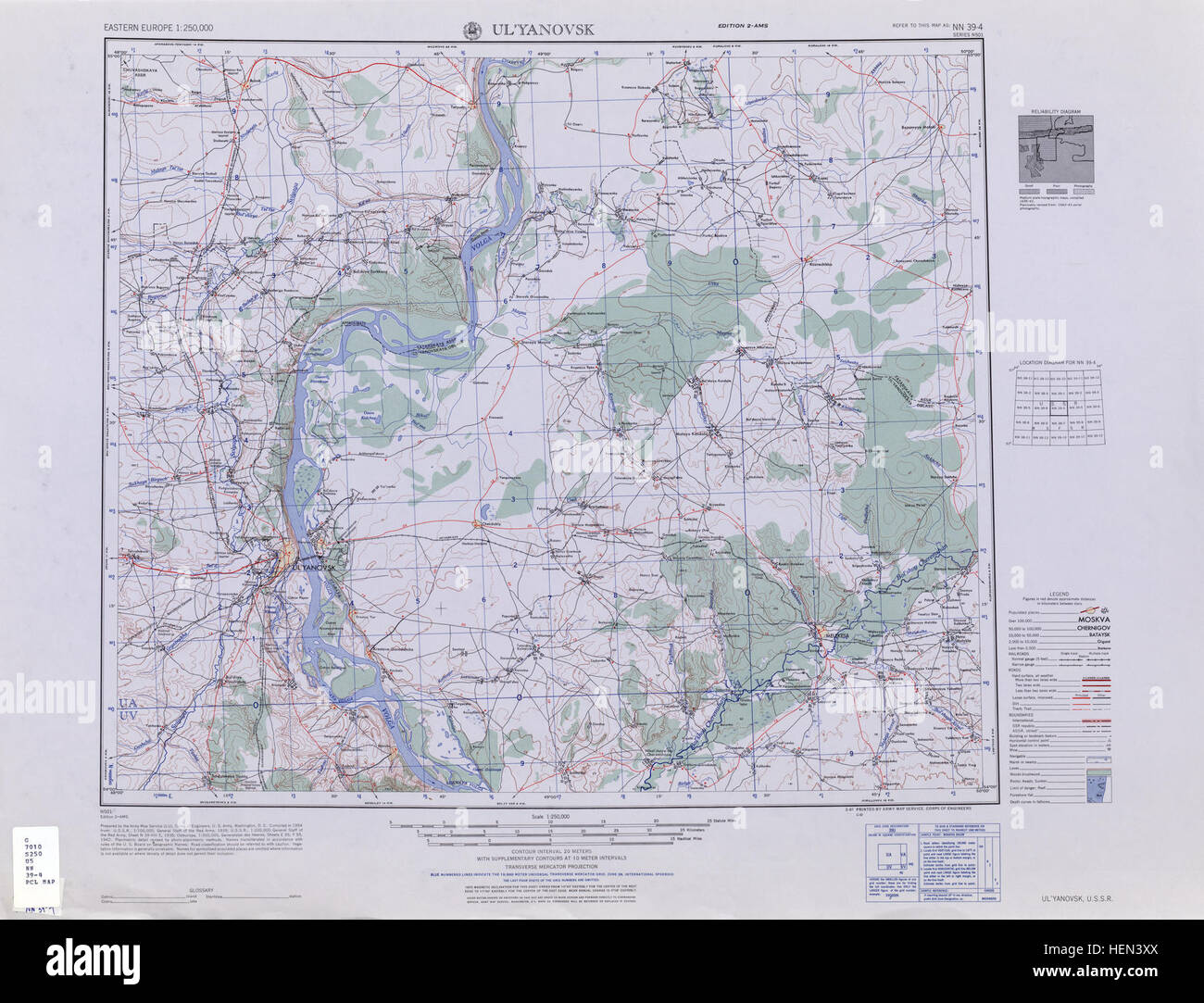 This Soviet military map illustrates the Ul'yanovsk region, including ...